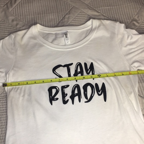 Ideal T | Tops | Stay Ready Graphic Black On White Poly Cotton Unisex ...